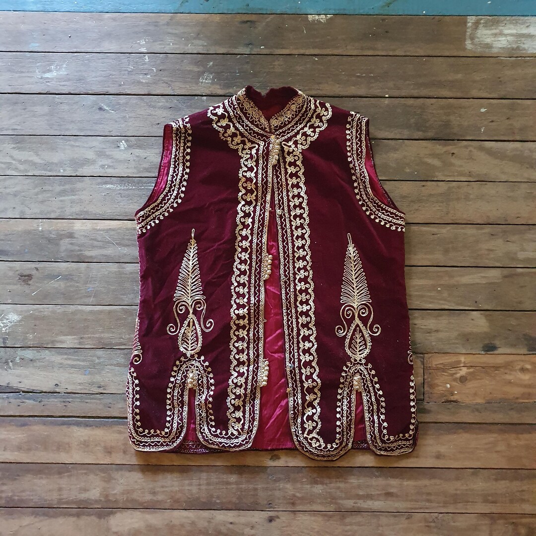 Vintage Original 1960s Deep Burgundy Velvet Hendrix Style Vest. Hand ...