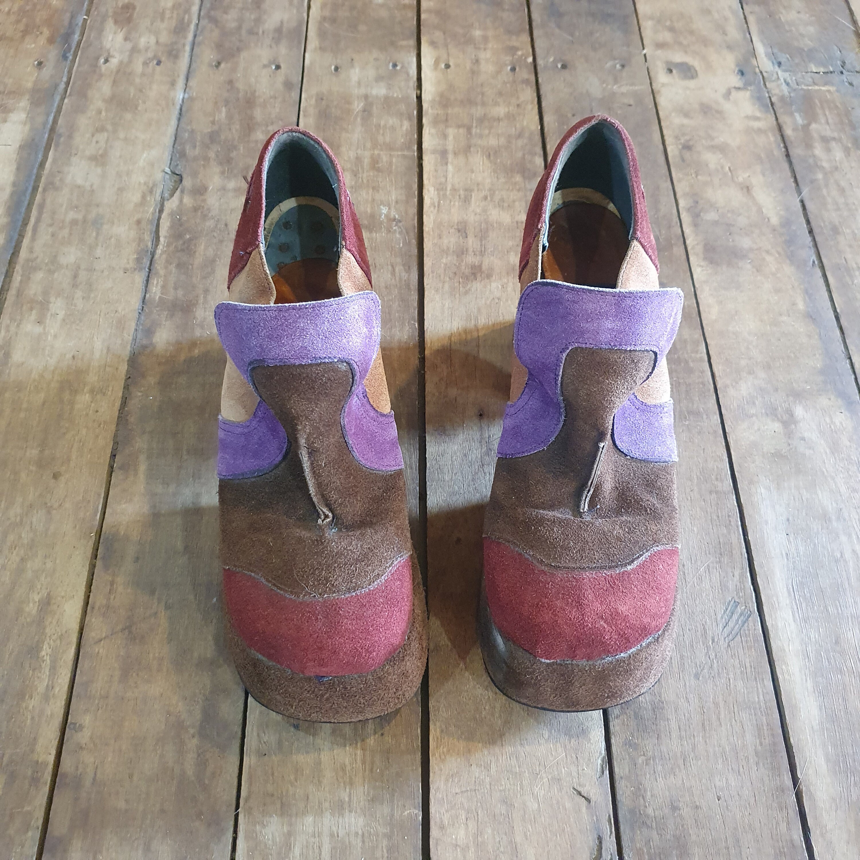 Vintage 70s Collectable Succhi Suede Harlequin Glam Rock Platforms. Sz ...