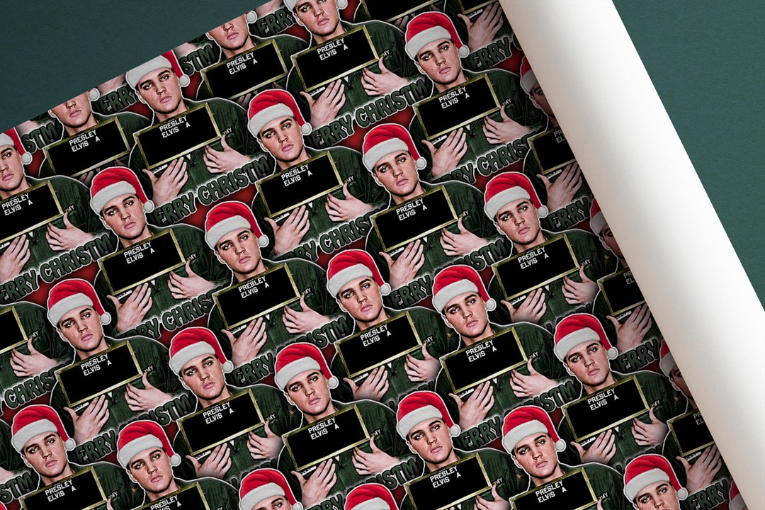 Santa Elvis Presley Army mugshot Wrapping Paper Christmas Wrapping ...