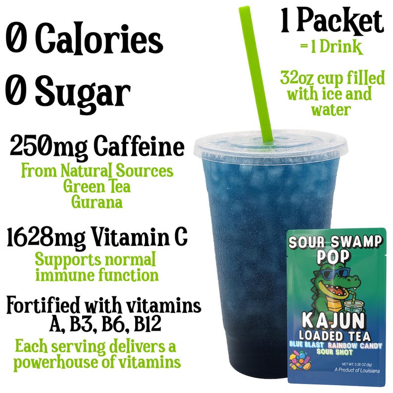 Kajun Loaded Tea 5 Pack – Sour Swamp Pop Herbal Energy - Etsy