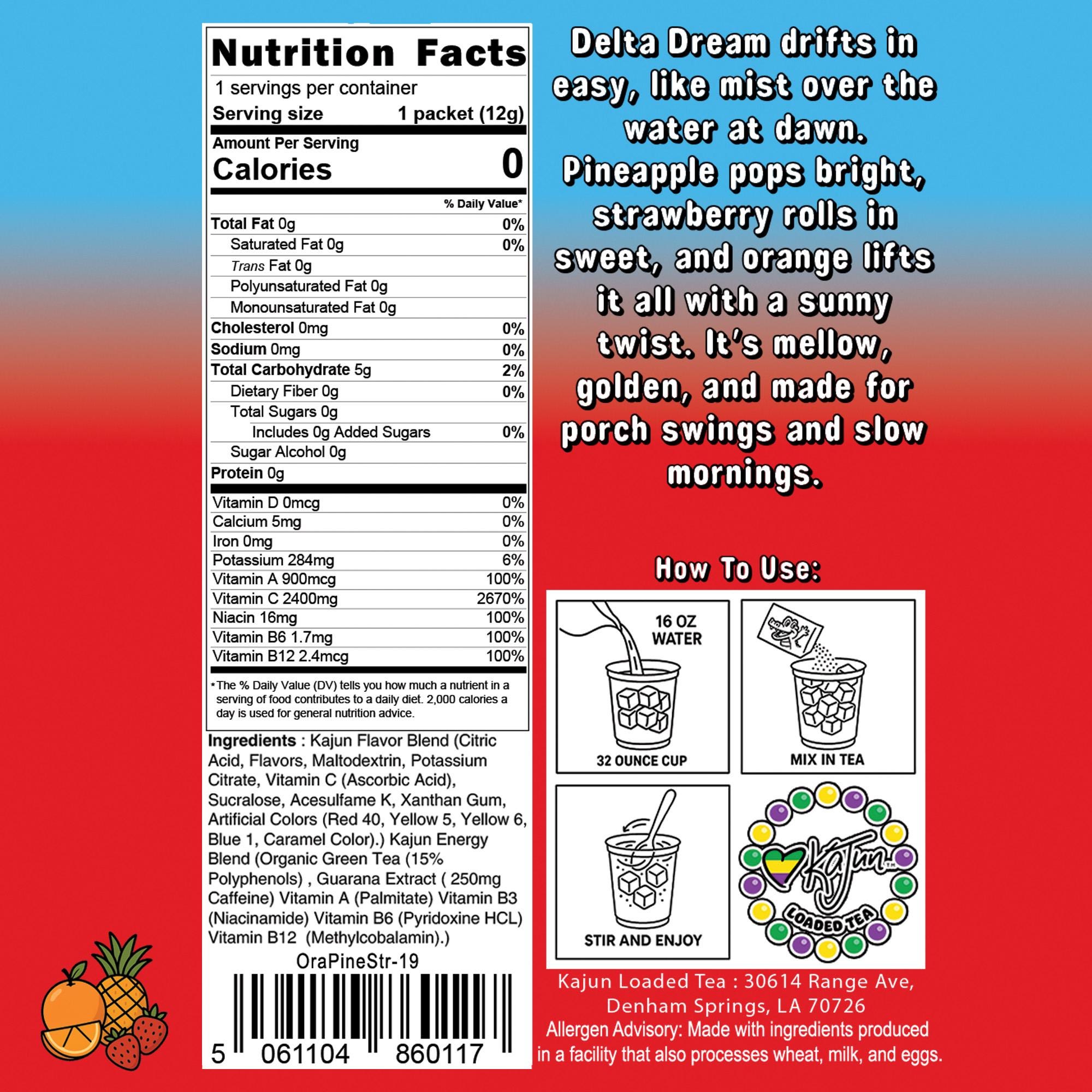 Delta Dream Herbal Energy Tea - Pineapple Strawberry Orange, 5 Pack - Etsy