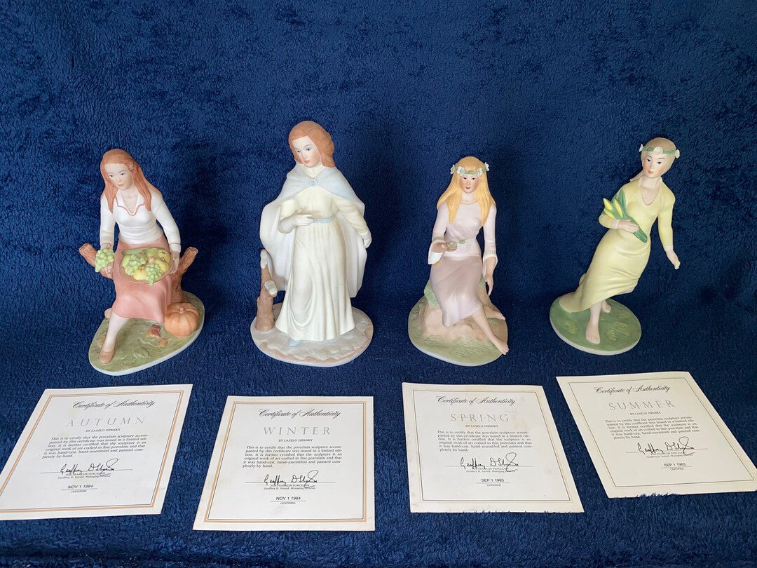 1983 Laszlo Ispanky Seasons Figurines Spring Summer Autumn Winter. Set ...