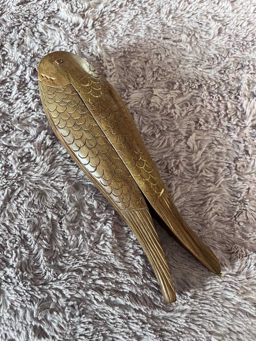 Hand Carved Wooden Nut Cracker, Fish Design Vintage Nut Cracker, Ornate ...