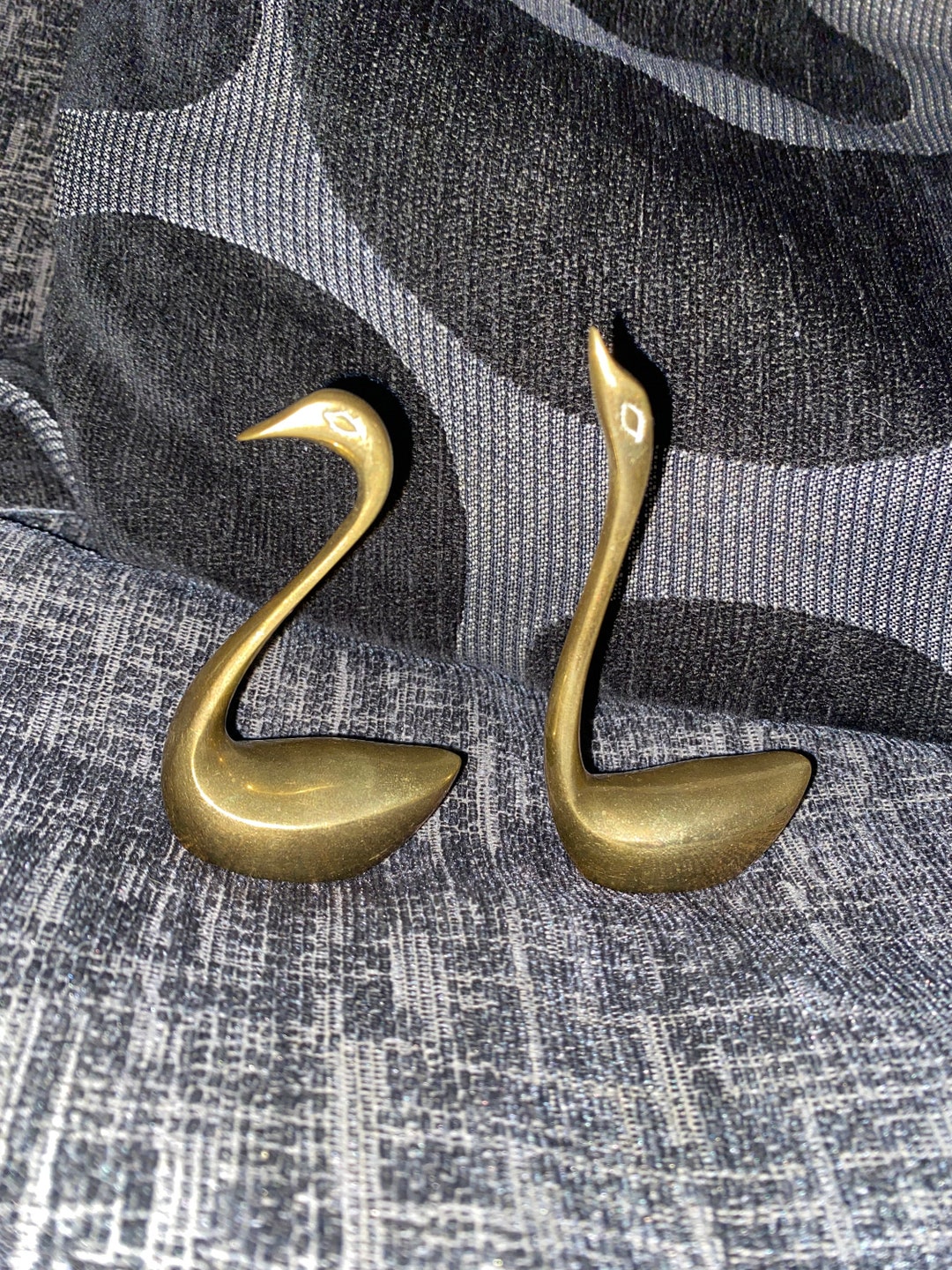 2 Small Solid Brass Swans Gold 3 Inches Heavy Vtg - Etsy