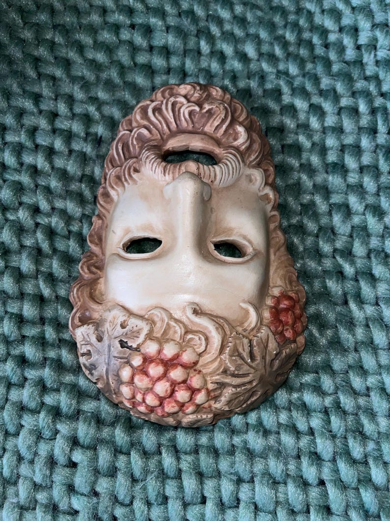 Dionysus, Bacchus Plaster Wall Mask, Ancient Greek Theatrical Masks ...