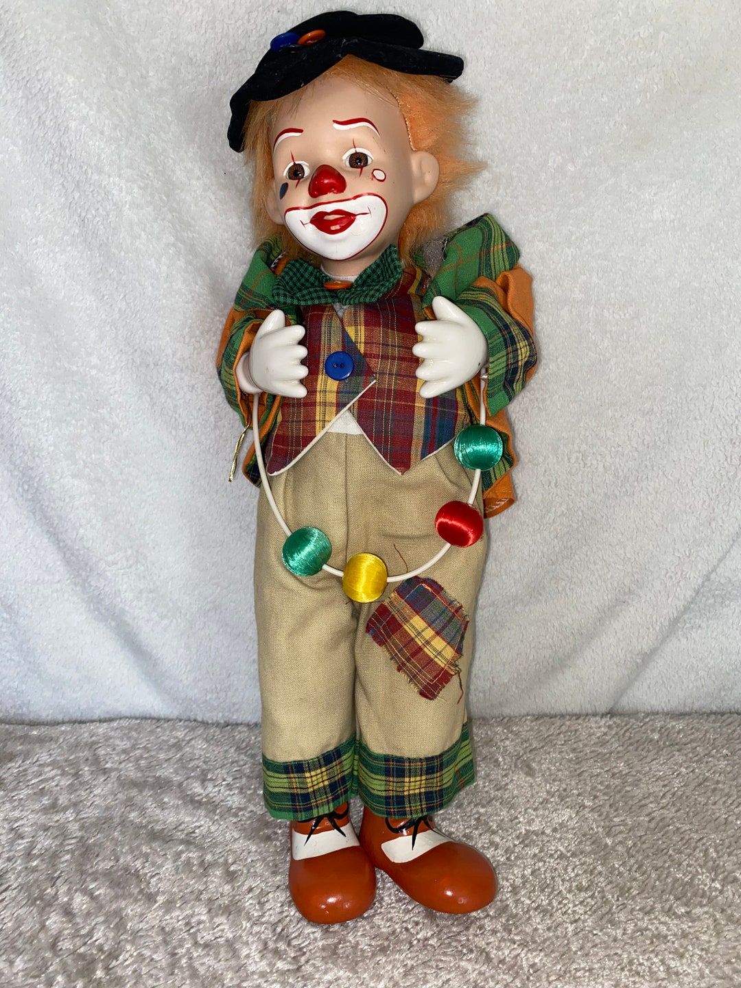Large Vintage Clown With Ginger Hair Porcelain Collectible Doll ...