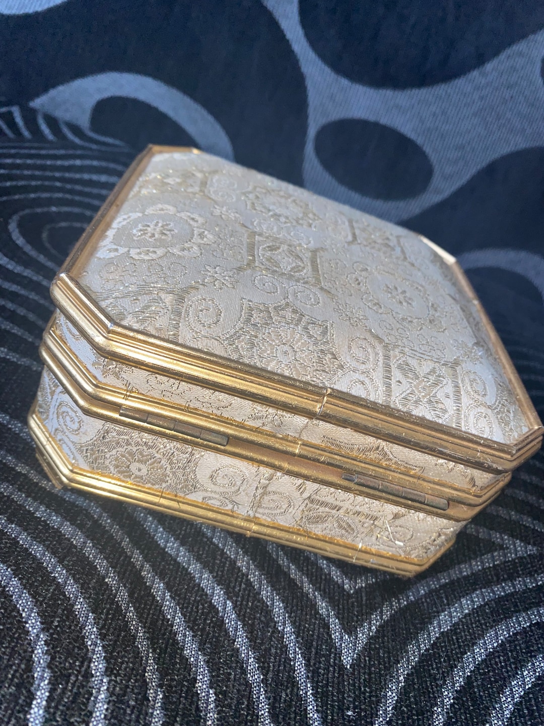 Vintage Antique Look Jewelry Box Gold With Red Velvet Lining 5.5X5.5X2 ...