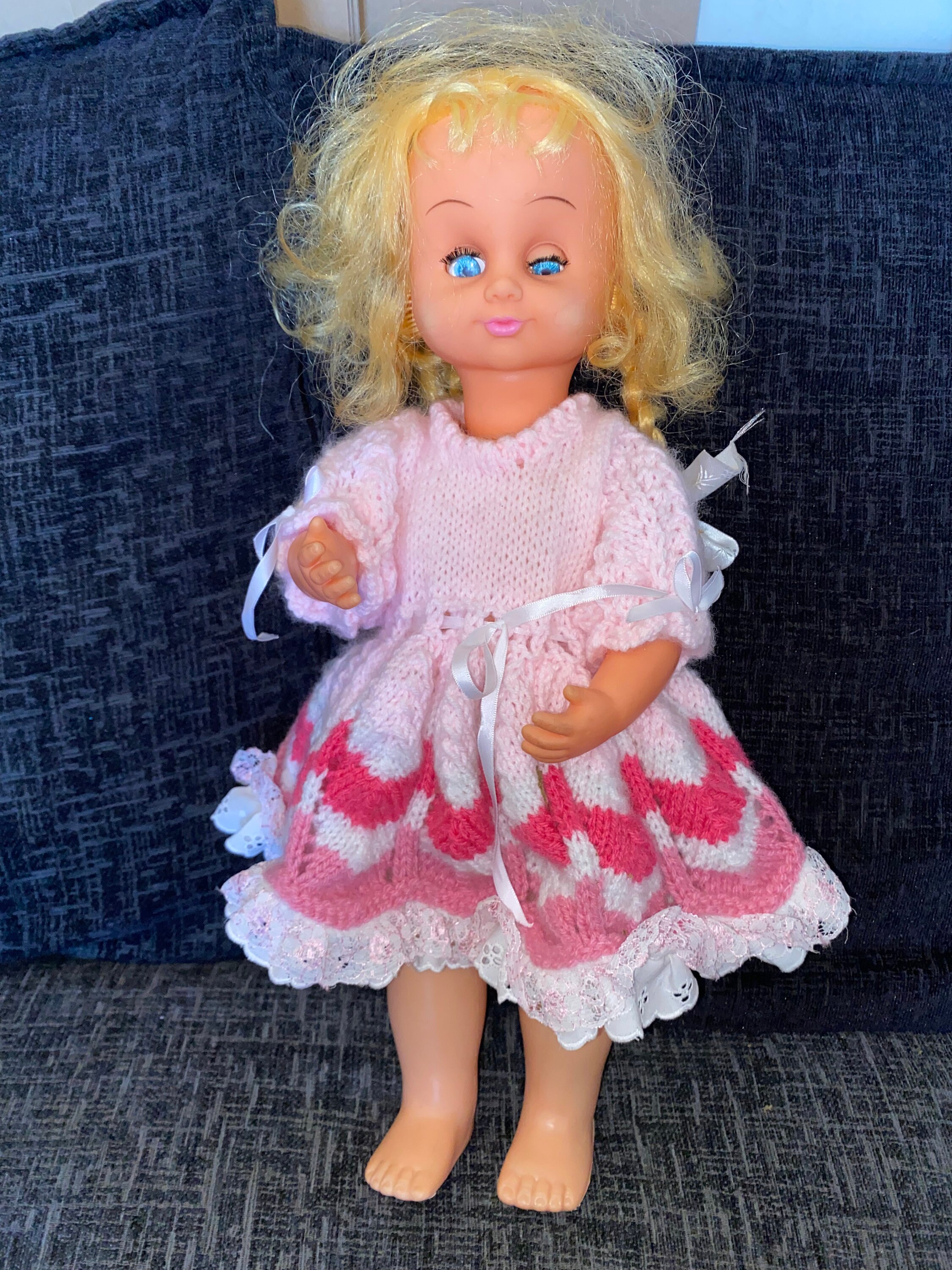 Vtg Dancing Wind up Doll Plays Lullaby & Goodnight 18 Inches Blinks ...