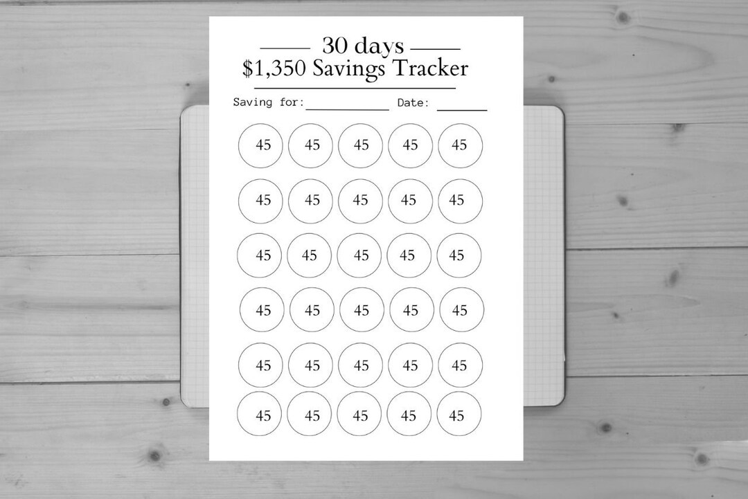 Save 1,350 in 30 Days | Savings Challenge | One Month Saving Tracker ...