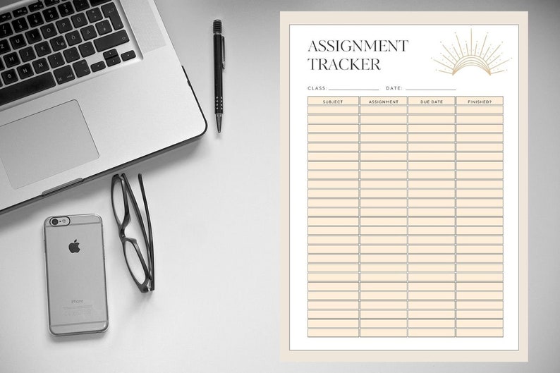 Assignment Tracker | Printable | Academic Planner | Student Planner ...
