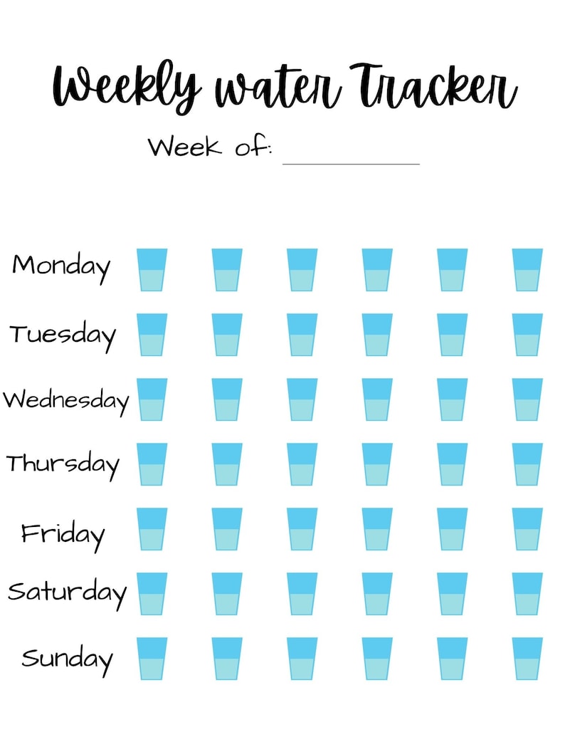 Weekly Water Tracker | PDF | Printable | - Etsy