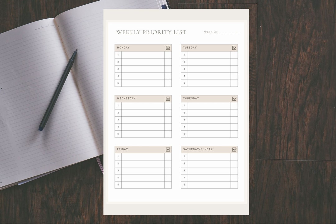 Weekly Priority List | Planner | Digital | Organizer | - Etsy