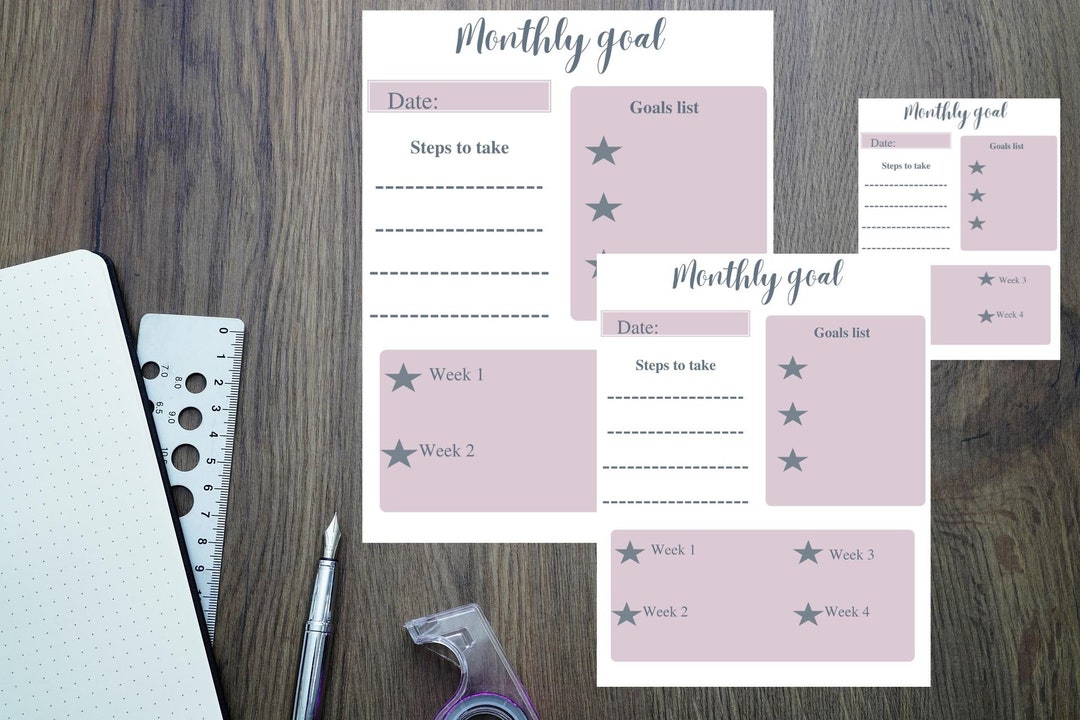 Monthly Goal Planner| Printable Goal Setting| PDF| - Etsy