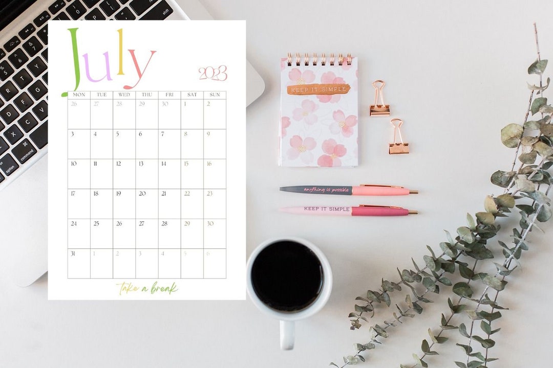 July Calendar | Planner | Organizer | Printable | Digital - Etsy