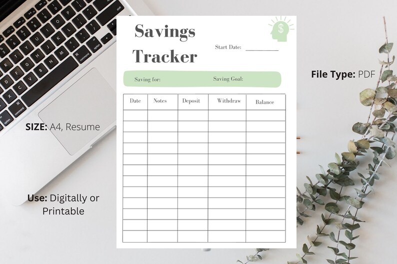 Savings Tracker Printable | Templates | Financial Stability | Budgeting ...