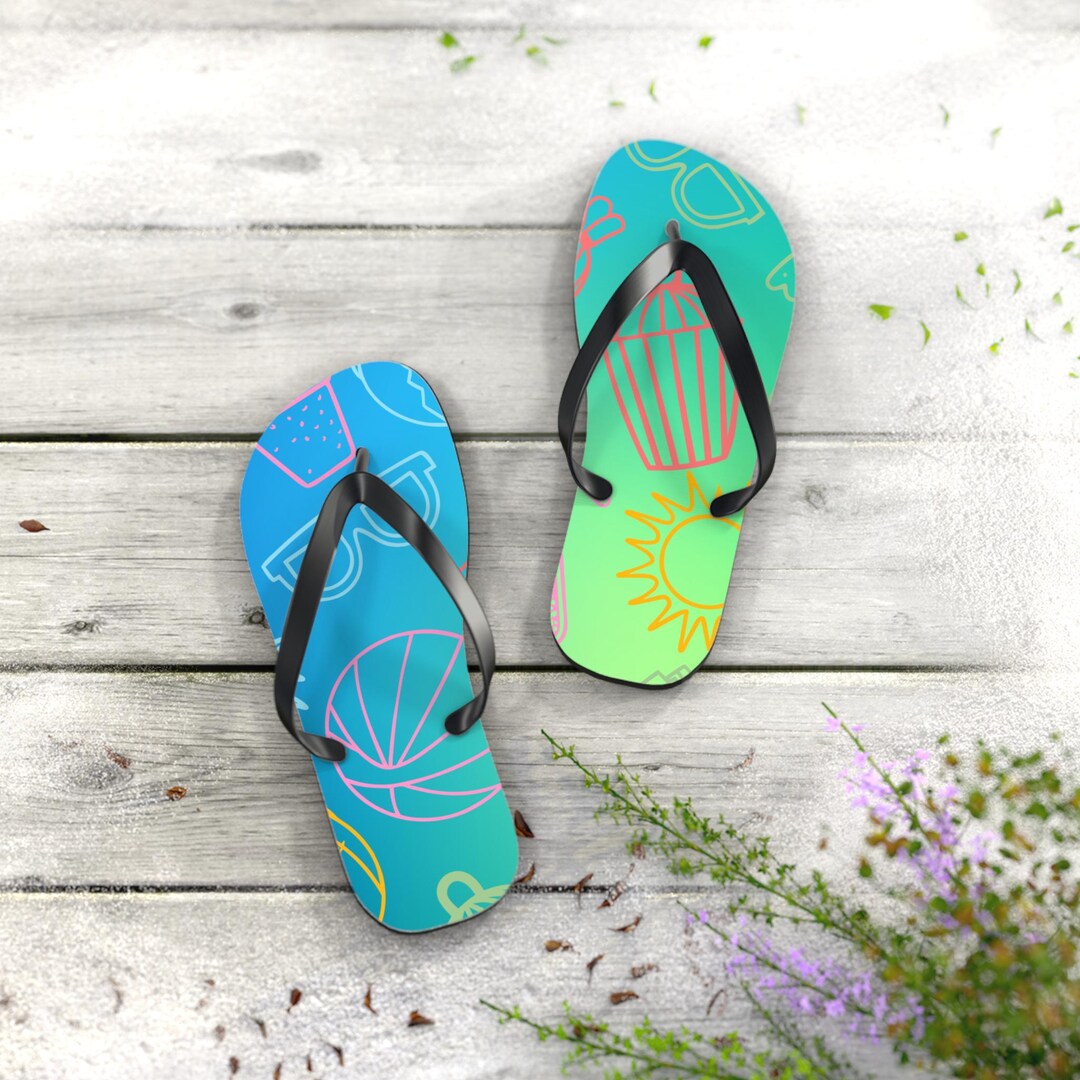 Summer Fun Flip Flops| Beach Footwear| Vacation Sandals| Pool Party ...