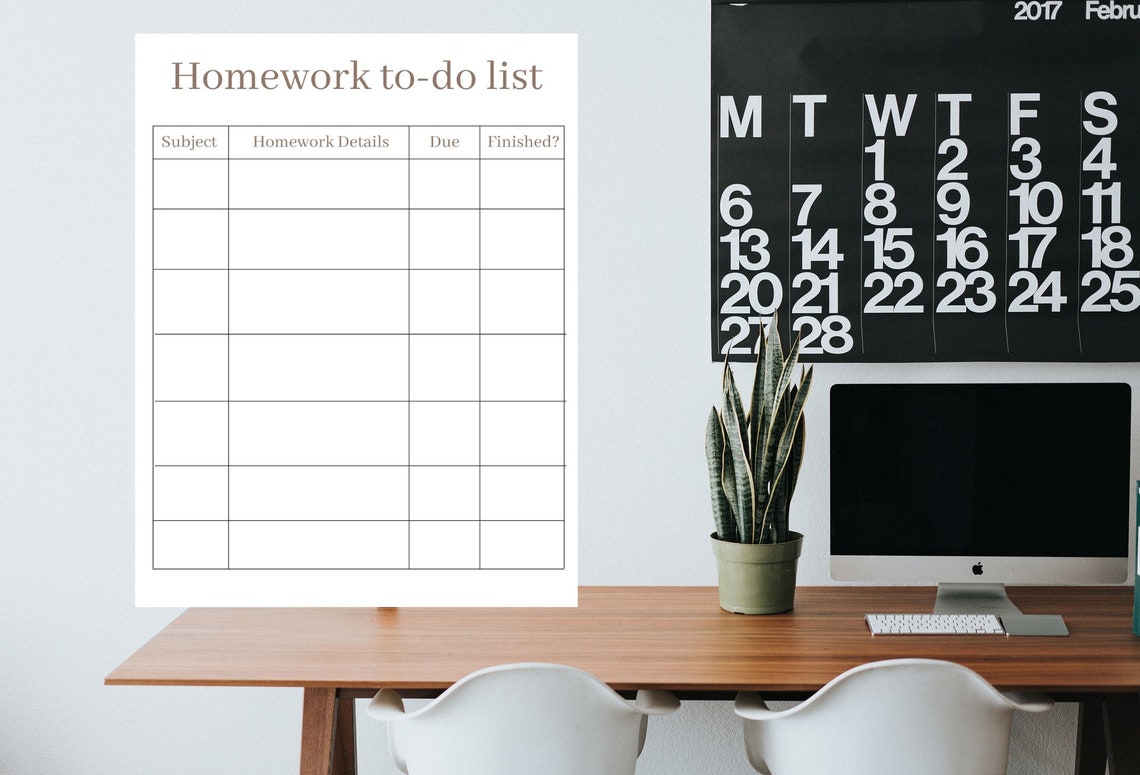 Printable Homework To-do List | Homework Planner | Digital - Etsy