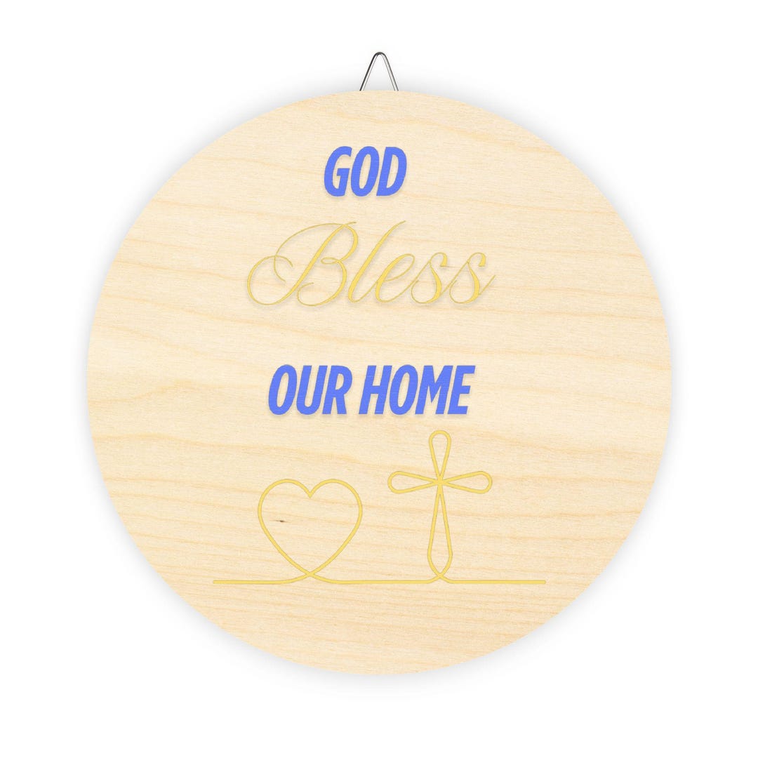 Rustic Wood Wall Sign | "god Bless Our Home" Decor | Home Blessing ...