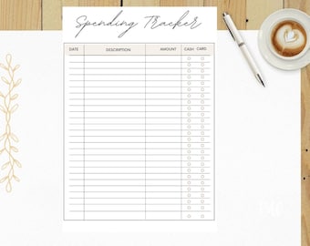 Spending Tracker Printable | Monthly Expense Log | Business Expense Planner | Money Budget Chart ...