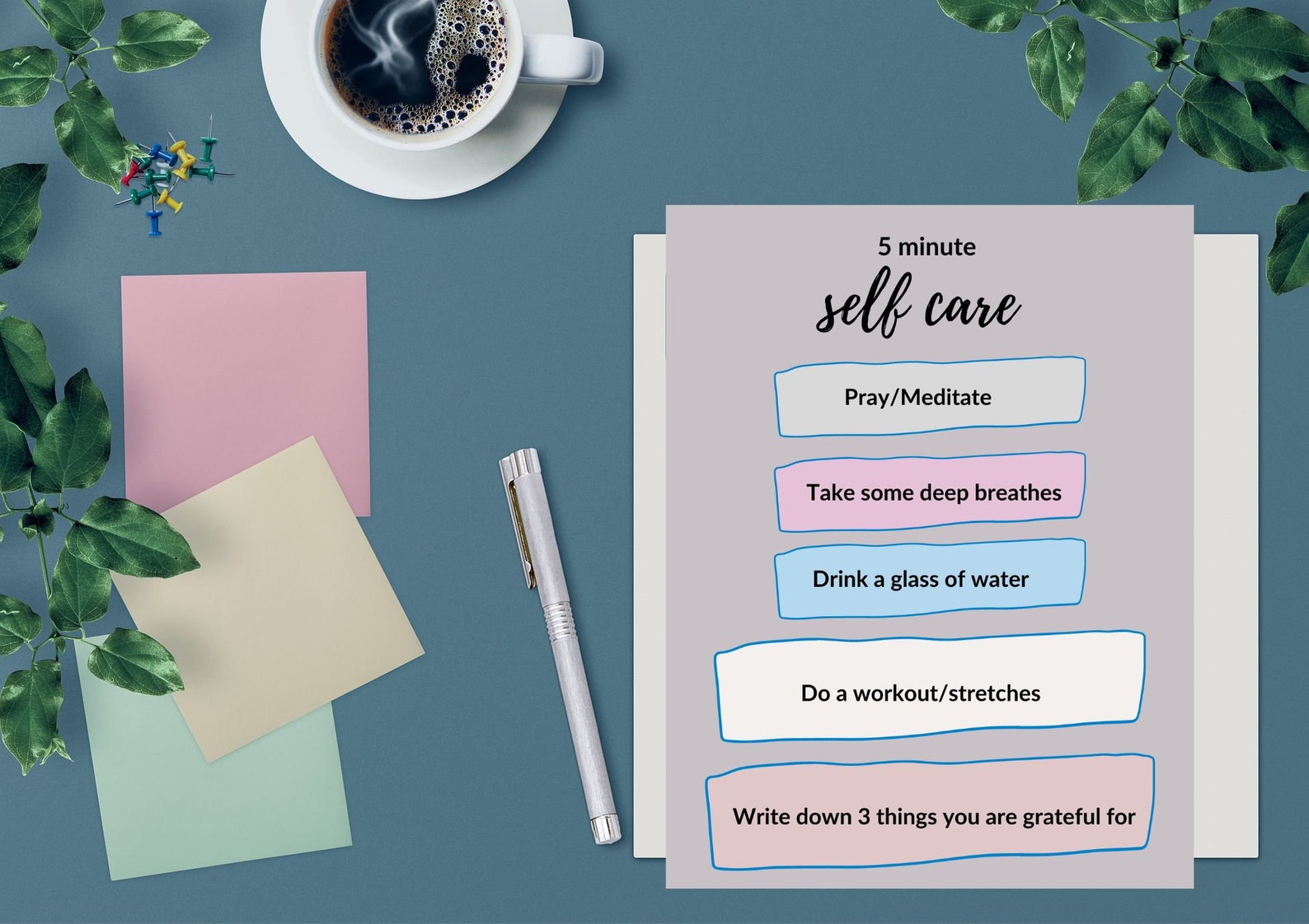5 Minute Self Care Checklist | Printable Pdf | - Etsy