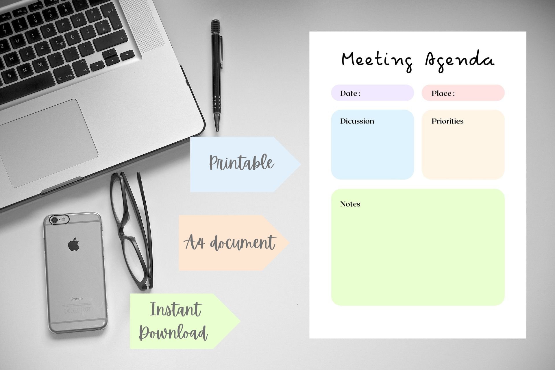 Meeting Agenda Notes Template | Printable | Meeting Agenda | Notes ...