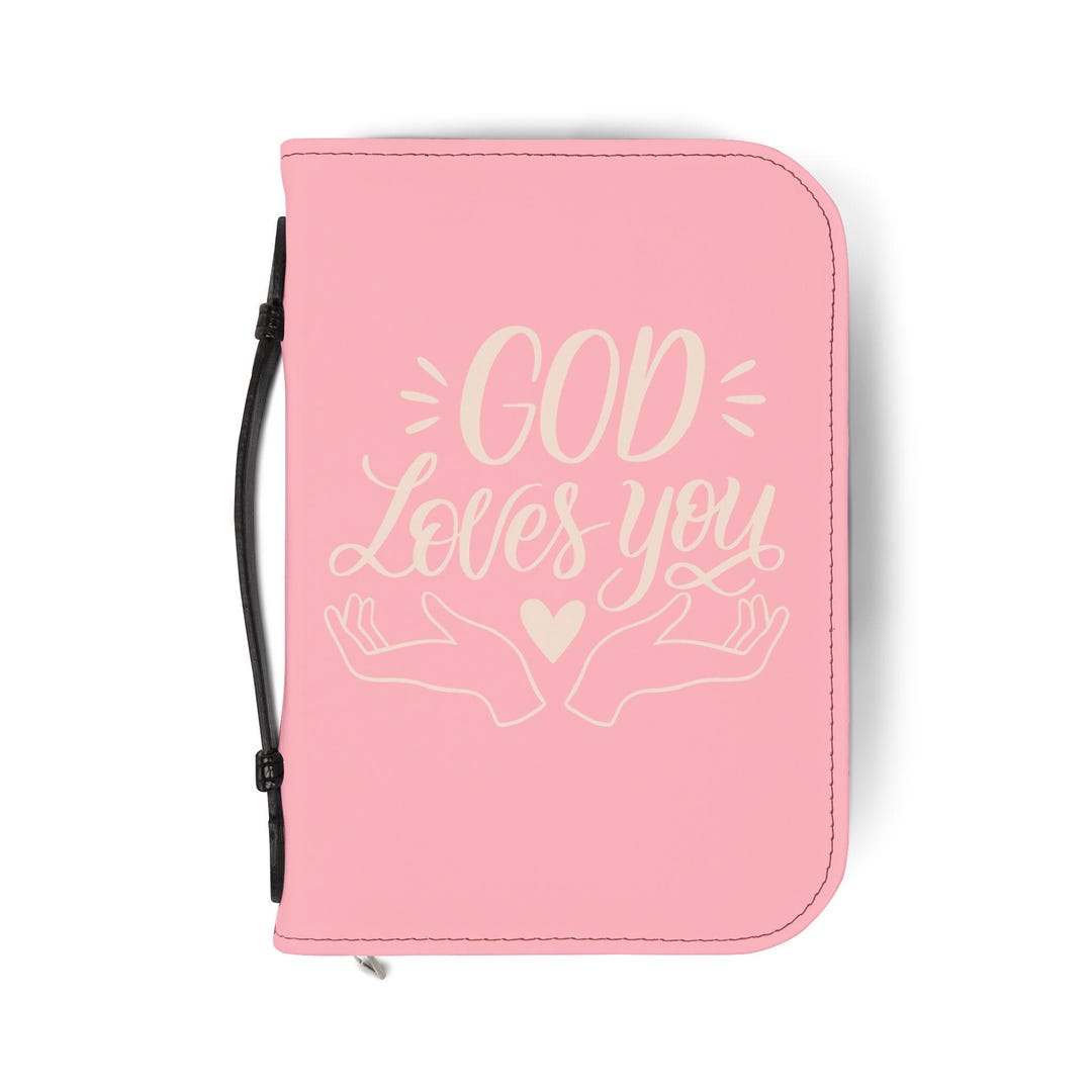 Pink Bible Cover - God Loves You | Religious Gift for Women | Church ...