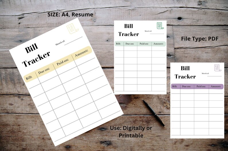 Editable Monthly Bill Tracker | Printable | Bill Organizer | Finance ...