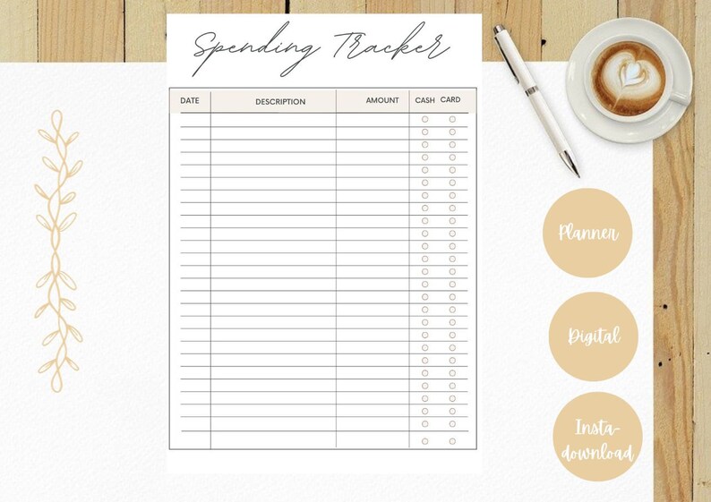 Spending Tracker Printable | Monthly Expense Log | Business Expense Planner | Money Budget| A4 ...