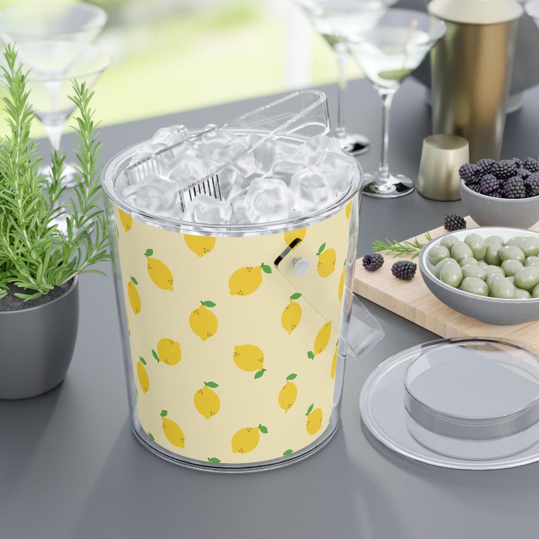 Cute Lemon Ice Bucket With Tongs | Summer Party Essential | Barware ...