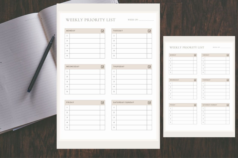 Weekly Priority List | Planner | Digital | Organizer | - Etsy