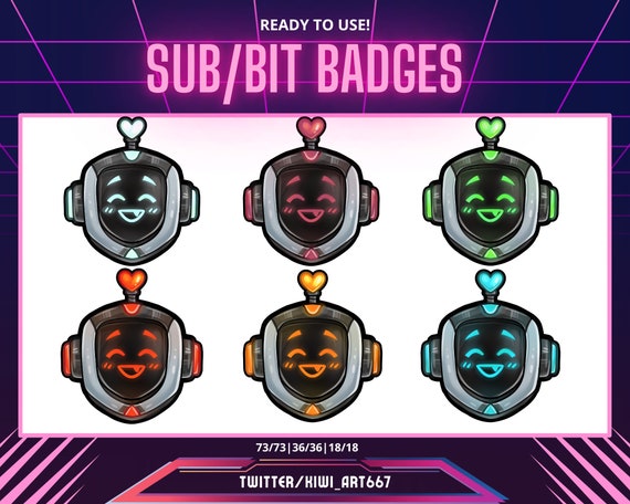 Cute Robot Sub & Bit Badges Streamer Emotes Twitch - Etsy