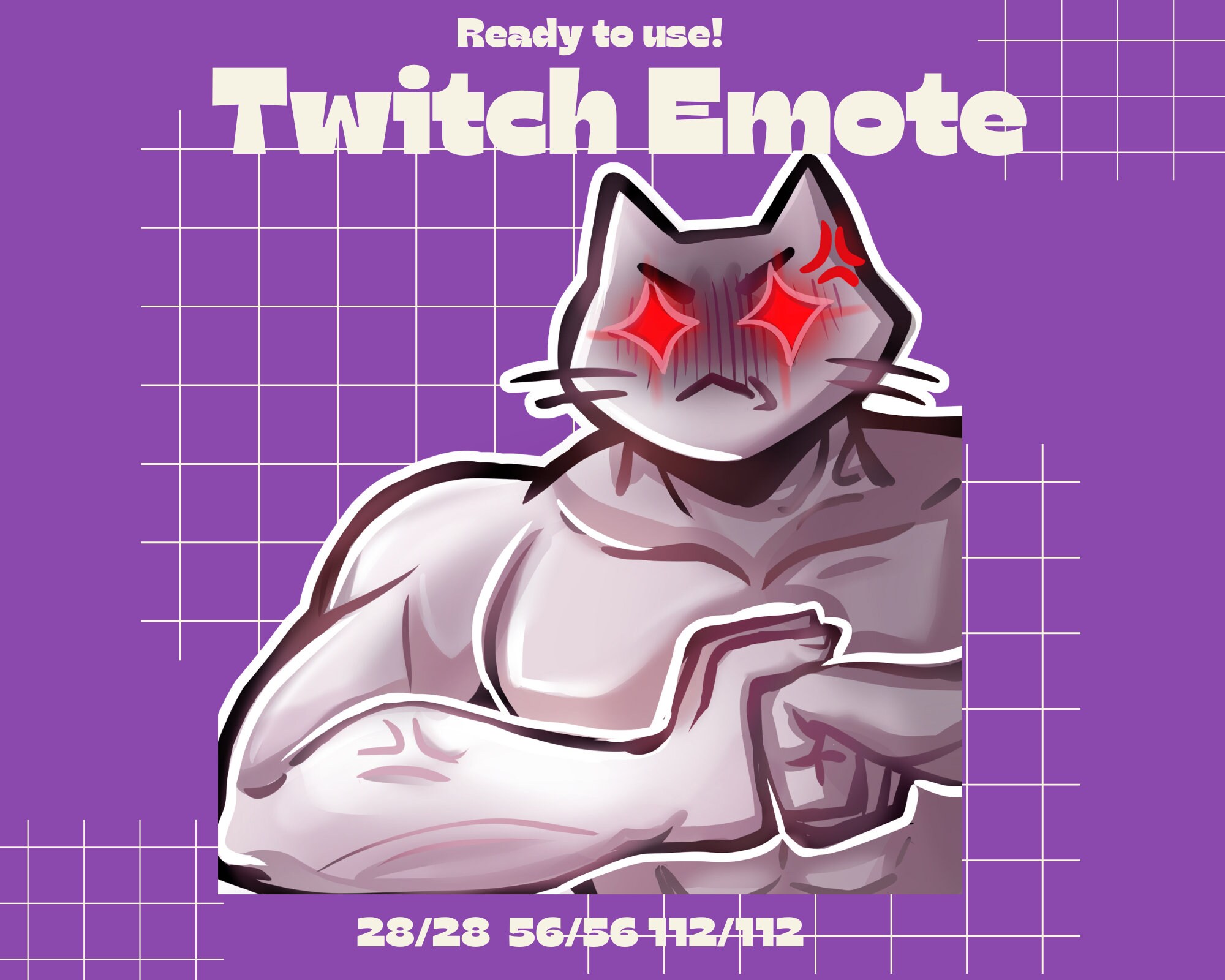 Funny Muscular Cat / Twitch Emote Streamer Emotes Twitch Graphics for ...