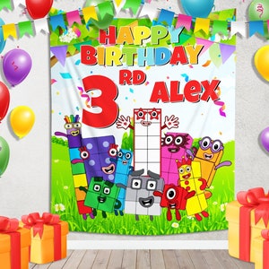 Personalized Birthday Numberblocks Banner, Numberblocks Backdrops ...