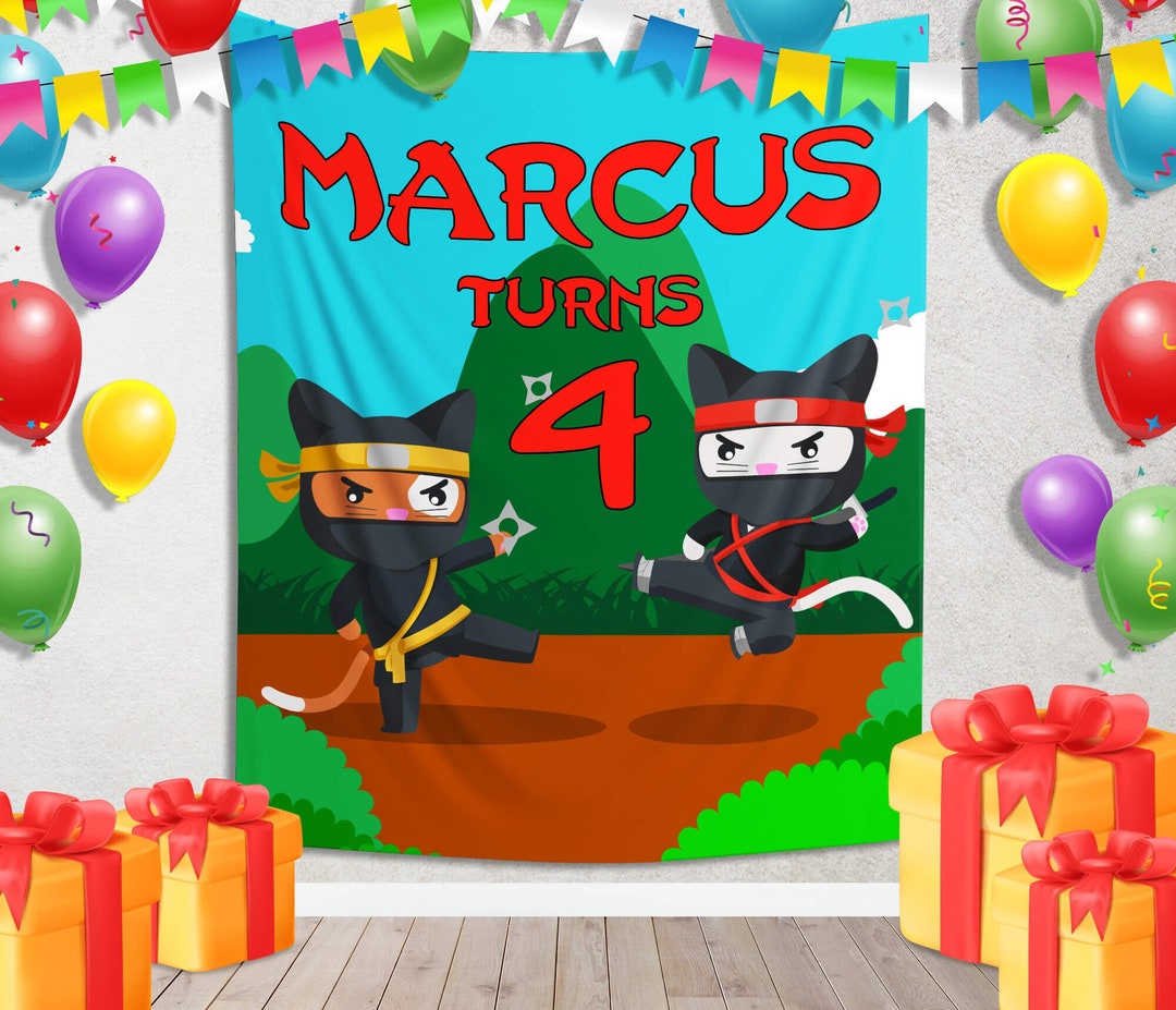 Personalised Ninja Theme Birthday Backdrop,ninja Banner, Ninja Birthday ...