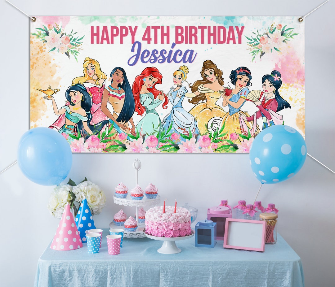 Princess Backdrop, Princess Banner, Disney Princess Backdrop E1PE03 - Etsy
