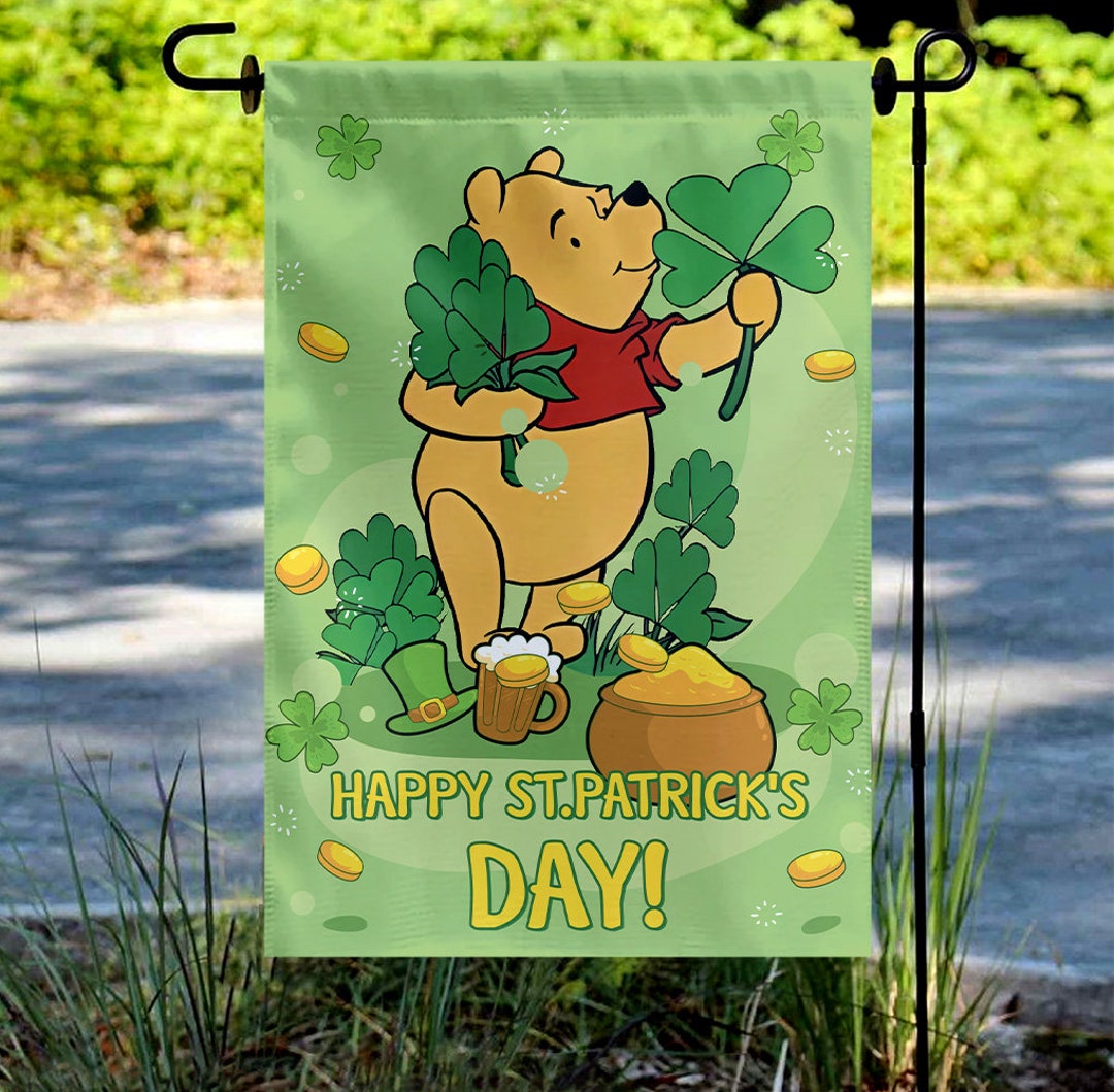 Winnie Pooh Shamrock Flag/disney Shenanigans Yard Flag/the Pooh Patrick ...
