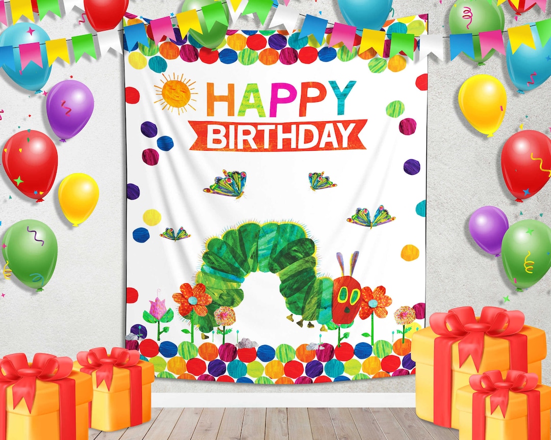 Hungry Caterpillar Birthday Banner, Very Hungry Caterpillar Happy ...