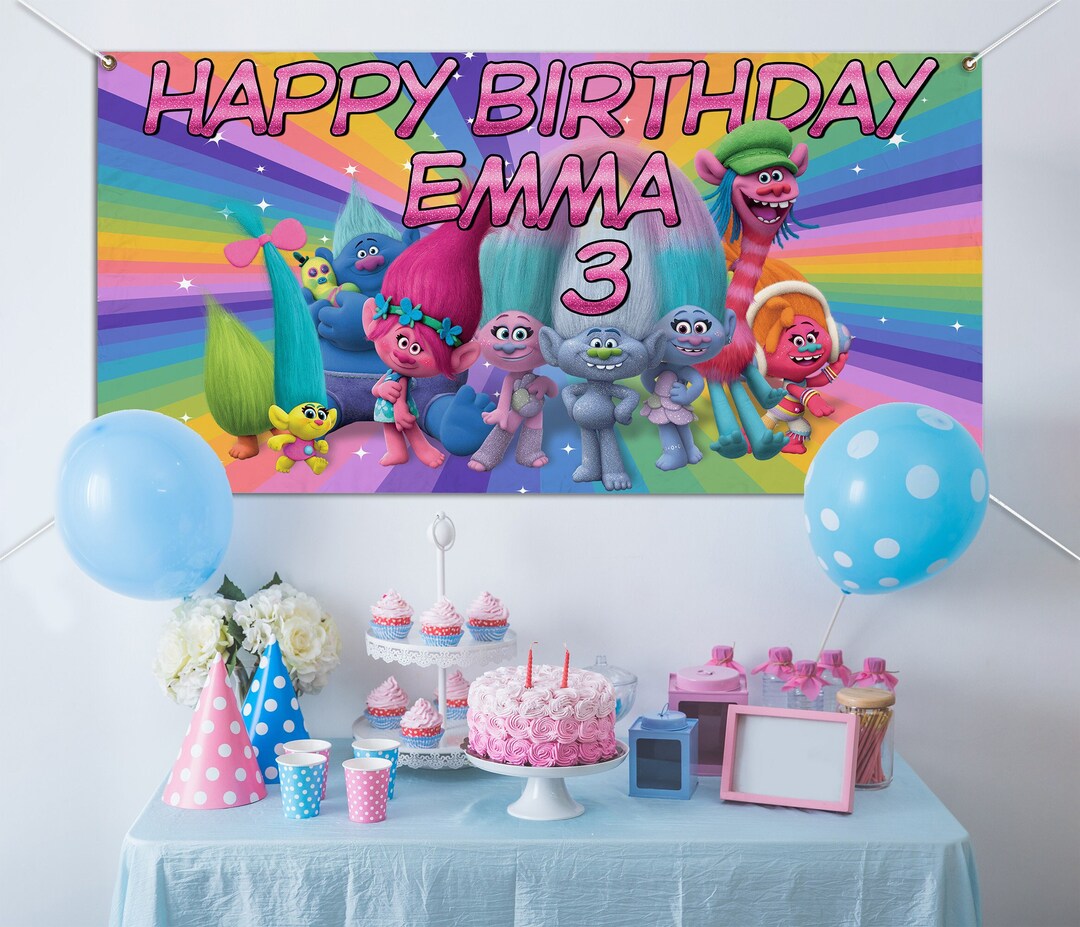 Trolls Birthday Backdrop,trolls Personalized Birthday Backdrop,trolls ...
