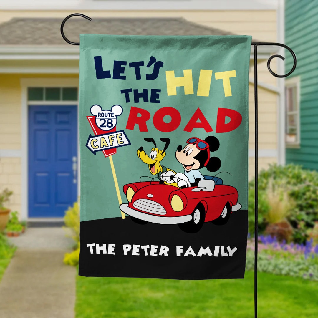 Custom Disney Mickey Mouse Flag, Personalized Lets Hit the Road Mickey ...