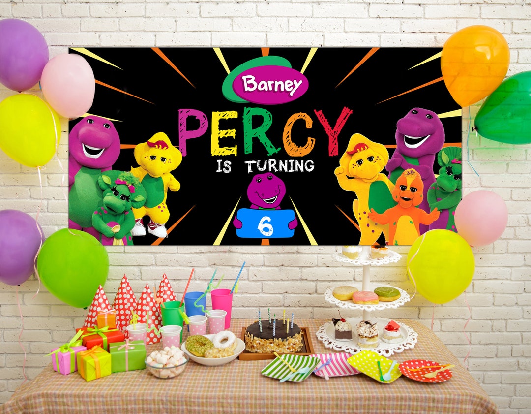 Barney Party Supplies, Printable Barney Backdrop, Barney Party, Barney ...