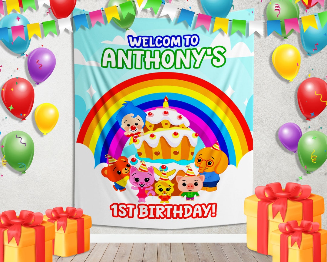 Cartoon Plim Plim Backdrop , Baby Shower Kids Birthday Party Background ...