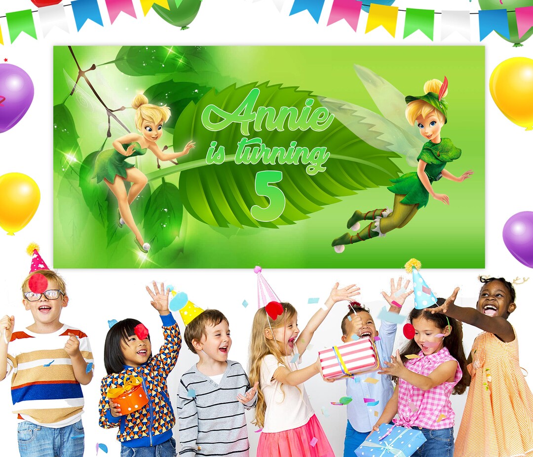 Fairy Tinkerbell Birthday Party Backdrop, Tinkerbell Birthday Banner ...