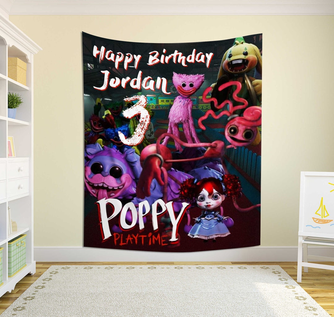 Poppy Playtime Birthday Banner, Custom Huggy Wuggy Birthday Backdrop ...