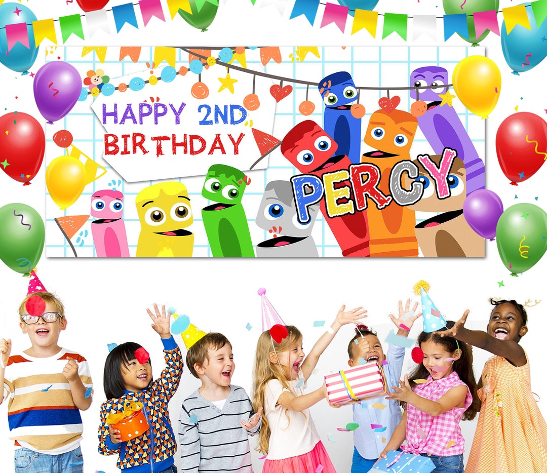 Baby First Color Crew Birthday Backdrop, Birthday Banner, Birthday ...
