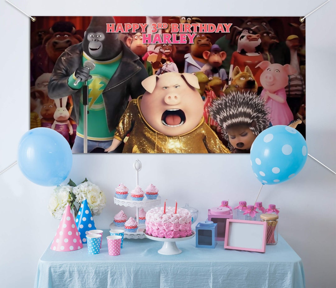 Sing 2 Birthday Banner,sing 2 Birthday Backdrop,sing Pig Decoration ...