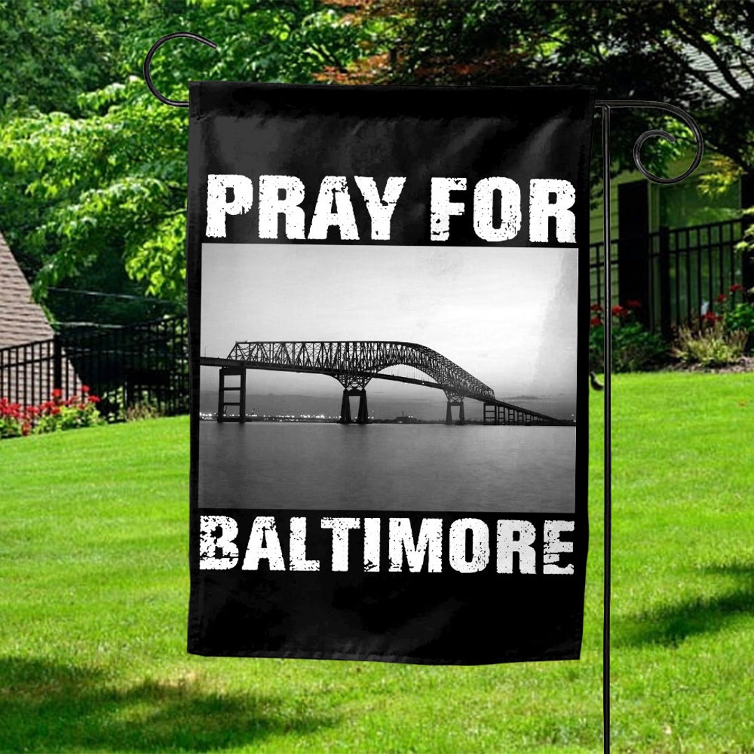 Francis Scott Key Bridge Collapse Baltimore Garden Flag, Patapsco River ...