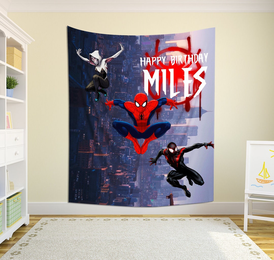 Spider Verse Birthday Banner, Spider Verse Movie Birthday Bzackdrop ...