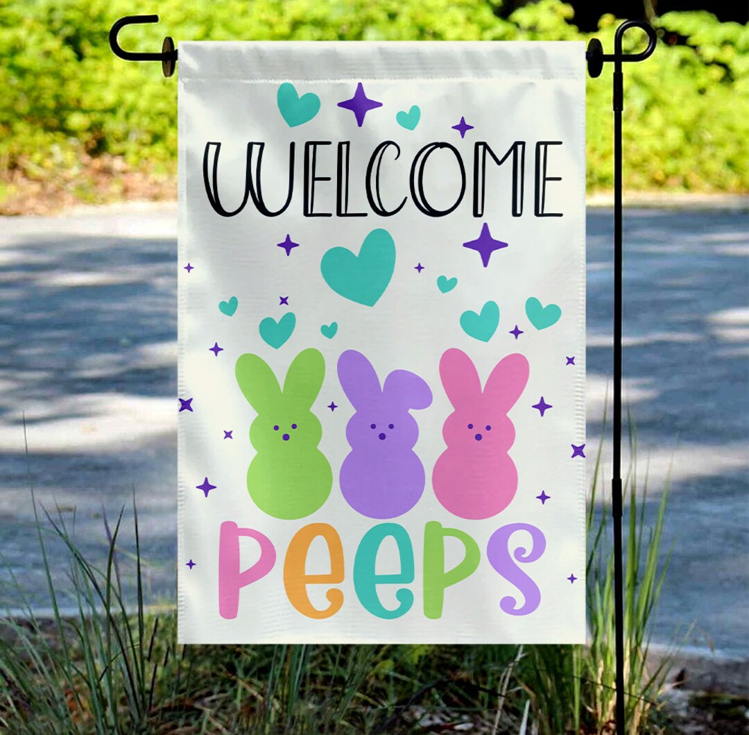 Welcome Easter Peeps Garden Flag/welcome Peeps Yard Flag/welcome Easter ...