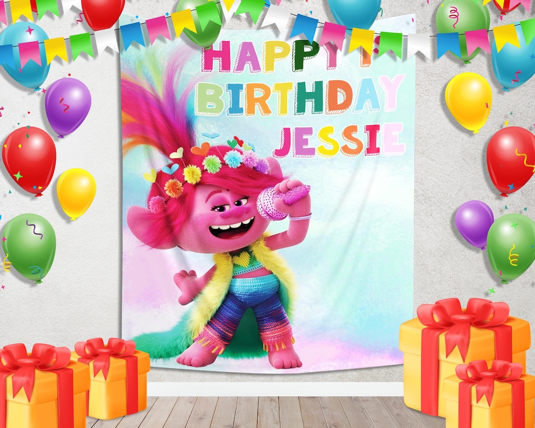 Trolls Birthday Banner Printable, Trolls Party, Trolls Banner, Troll ...