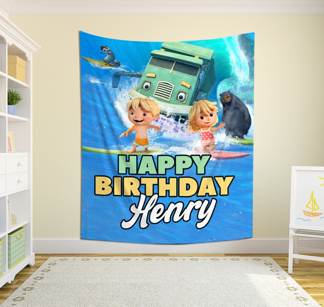 Trash Truck Party Backdrop Design,truck Custom Birthday Banner, Truck ...